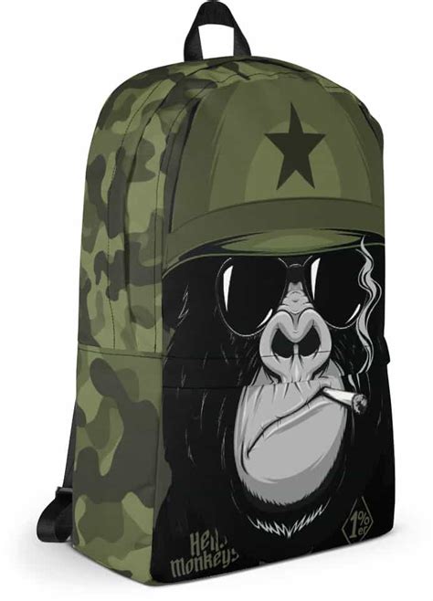 Military Biker Great Ape Backpack Designed By Squeaky Chimp T Shirts