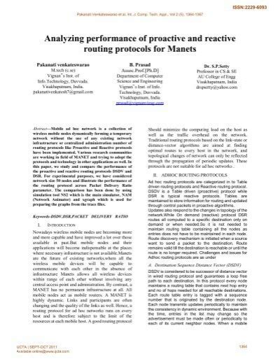 Analyzing Performance Of Proactive And Reactive Routing Protocols