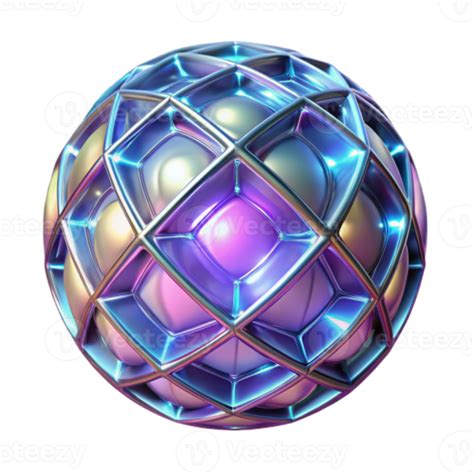 Render Abstract Sphere Geometric Metallic Iridescent 55327057 Png