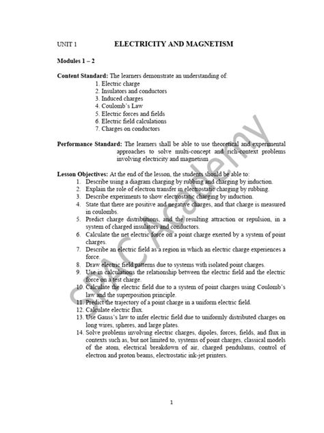 General Physics 2 Unit 1 Module 1 2 Q3 Pdf Electric Charge Electric Field