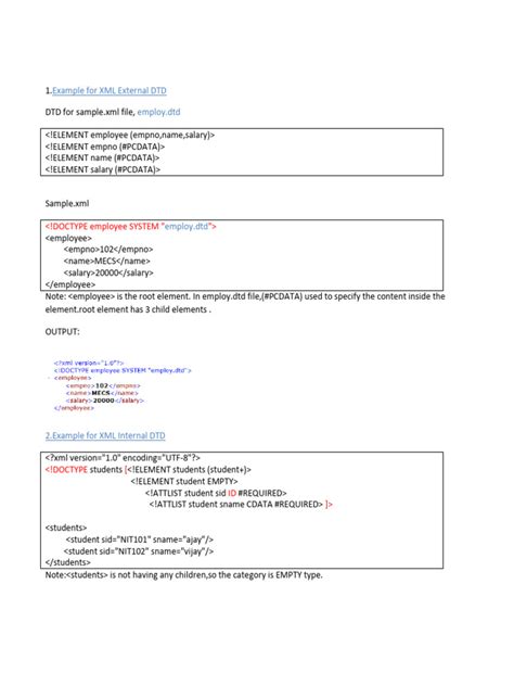 Unit 3xmlexamplesdtdxsdxsltjdbc 2 Pdf Xml Computer Data