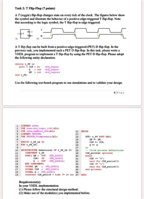 Solved Text Task 2 T Flip Flop 7 Points A T Toggle Flip Flop