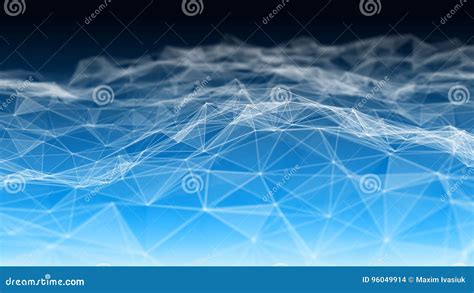 Abstract 3d Rendering Futuristic Dots And Lines Computer Geometric Digital Connection Structure