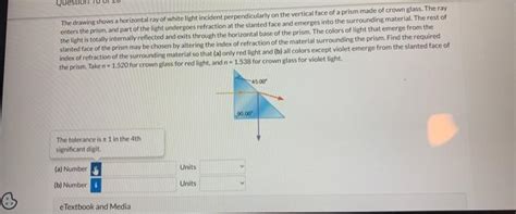 Solved The Drawing Shows A Horizontal Ray Of White Light