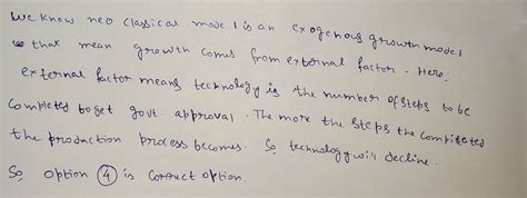 Solved According To The Neoclassical Growth Model The Production