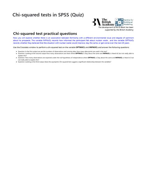 chi squared tests quiz pdf chi squared test chi squared distribution
