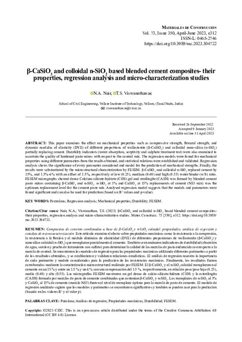 Pdf β Casio3 And Colloidal N Sio2 Based Blended Cement Composites Their Properties