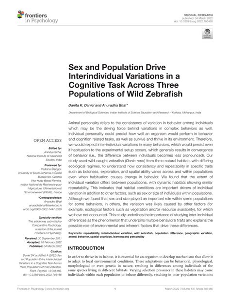 Pdf Sex And Population Drive Interindividual Variations In A Cognitive Task Across Three