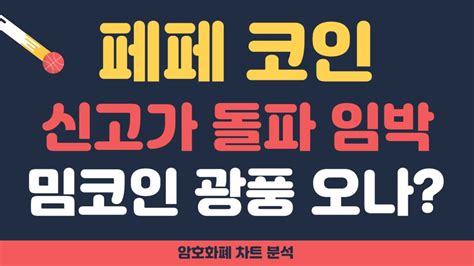 페페 코인 신고가 돌파 임박 밈코인 광풍 오나 2024 시세 전망 Youtube