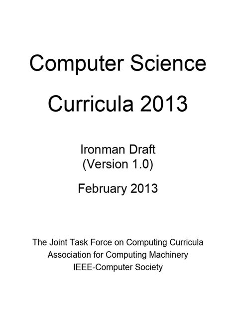 Draft 2013 Computer Science Curricula 2013 Pdf Curriculum Computer Science