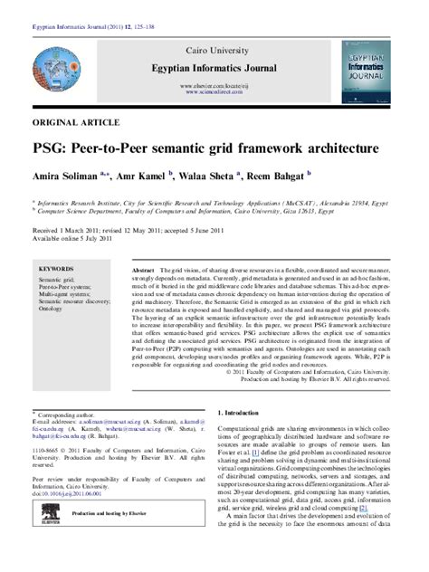 Pdf Psg Peer To Peer Semantic Grid Framework Architecture