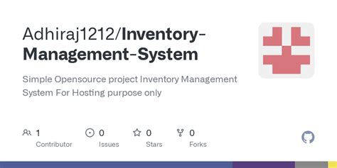 Github Adhiraj1212inventory Management System Simple Opensource Project Inventory Management