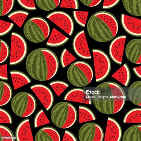 수박 벡터 패턴입니다 빨간 수박 슬라이스 디자인 원활한 패턴 벽지 배경 벡터 여름 예술입니다 0명에 대한 스톡 벡터 아트 및 기타 이미지 Istock