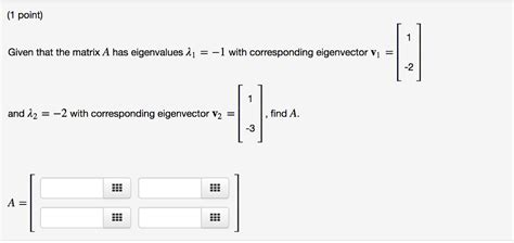 Solved Given That The Matrix A Has Eigenvalues Lambda1 1