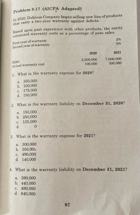 Solved Problem 3 17 AICPA Adapted In 2020 Dubious Company Chegg Com