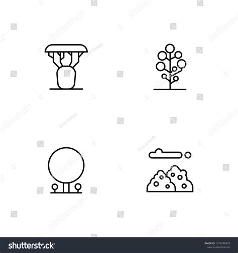 Tree Vector Line Icon Set Naturally Stock Vector Royalty Free 1672248373