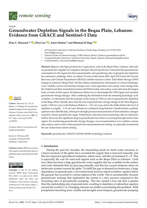Pdf Using Information From Remote Sensing To Estimate Groundwater Grace And Sentinel 1 Satellites