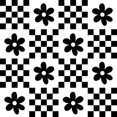Cute Patchwork Floral Seamless Pattern Background Black And White