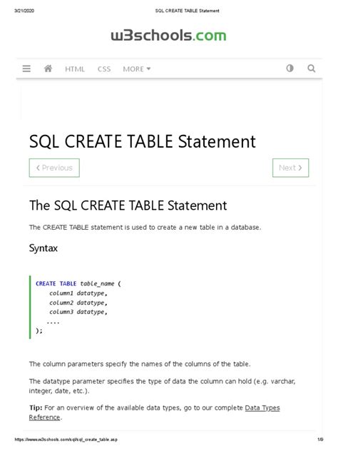 Sql Create Table Statement Pdf J Query Bootstrap Front End
