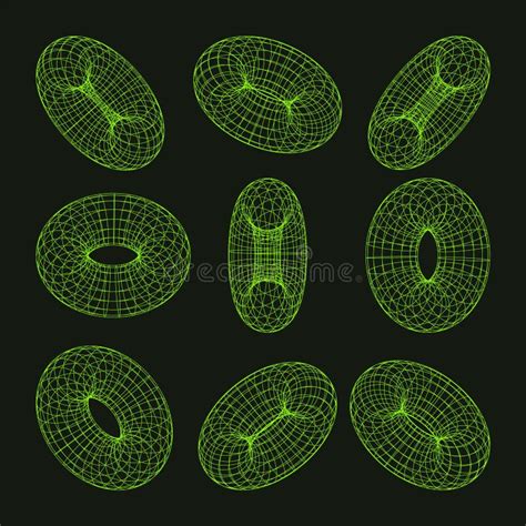Wireframe Shapes Lined Torus Perspective Mesh 3d Grid Low Poly
