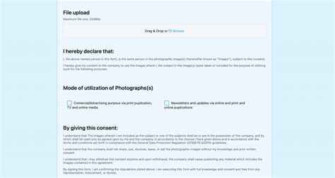 gdpr photo consent form template formaloo