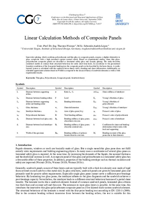 Pdf Linear Calculation Methods Of Composite Panels