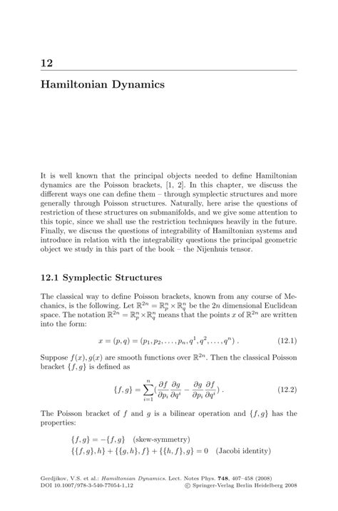 PDF Hamiltonian Dynamics