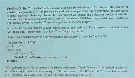 Solved Problem 3 The Count Sat Problem Takes As Input A