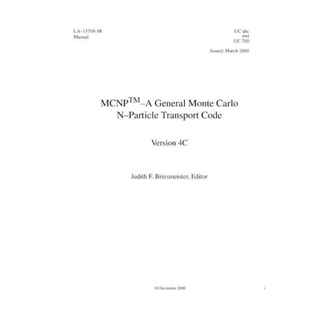 Pdf Mcnp A General Monte Carlo N Particle Transport Code Dokumen Tips