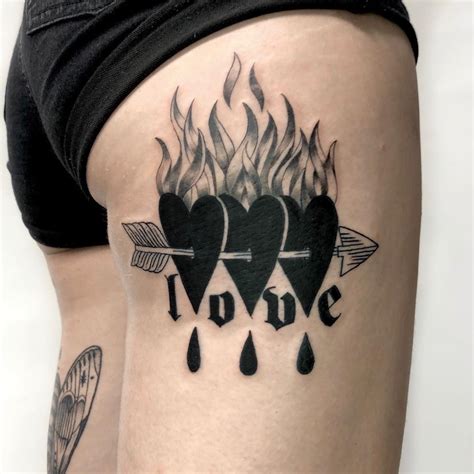 Heart On Fire Tattoo