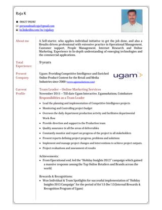 Raja K Resume PDF