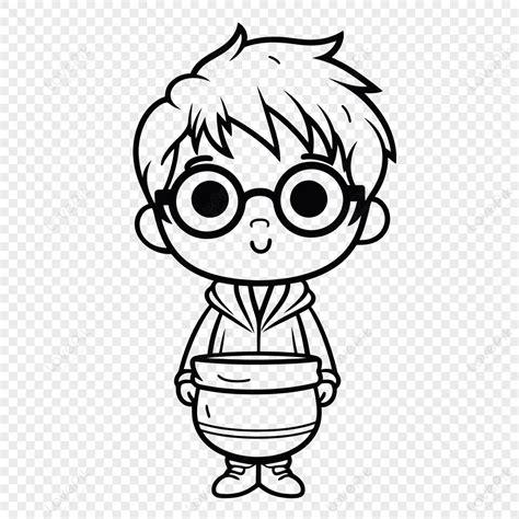 Dibujo De Harry Potter Para Colorear Con Un Niño Sosteniendo Una Olla