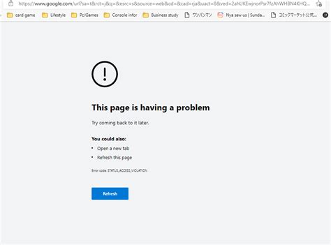 Cant Open This Page And Statusaccessviolation When I Open As New Tab From Any Link On