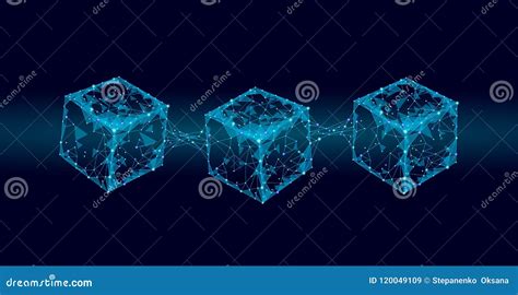 Blockchain Cube Chain Symbol On Square Code Big Data Flow Information