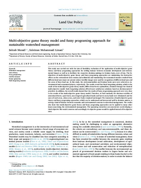 Pdf Multi Objective Game Theory Model And Fuzzy Programing Approach