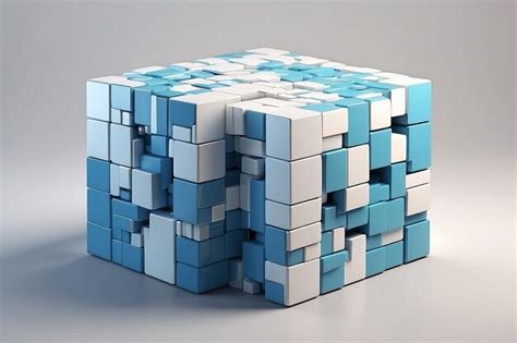 Premium Photo Isolated Background Cube Assembled From Cubes Blockchain 3d Illustration Cyber