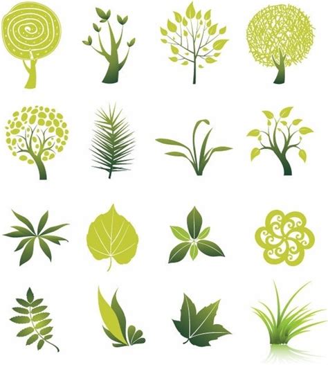 Tree And Leaf Vector Set Free Vector In Encapsulated Postscript Eps