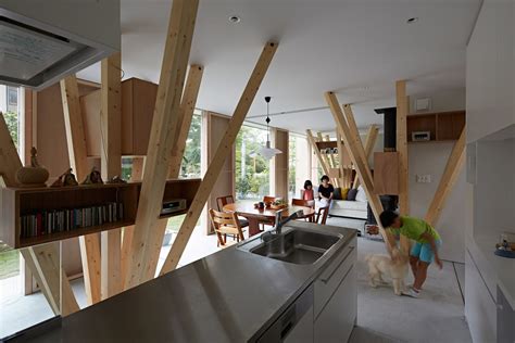 Angular Tree Like Columns Form Structure Of Kensuke Watanabes Y House