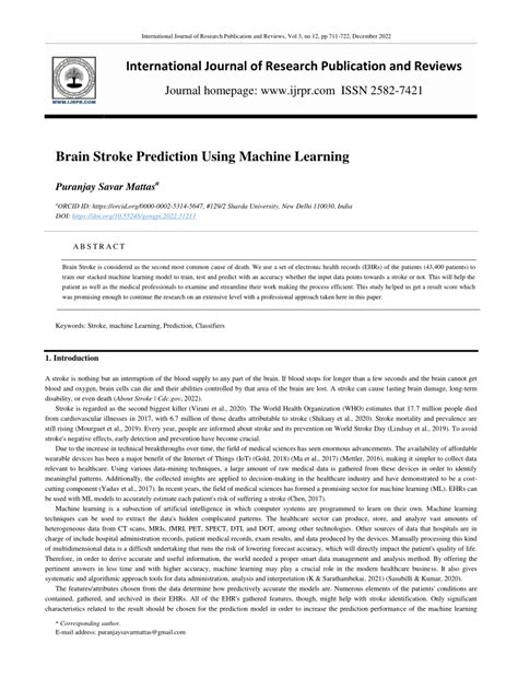 Pdf Brain Stroke Prediction Using Machine Learning