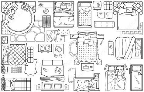 Set Of Furniture Icons For The Bedroom Top View The Layout Plan Of The Apartment Interior Icon