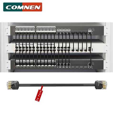 Comnen Cat6a Slim Ethernet Patch Cables 10g Support 24 Pack Flexible Patch Panel To Switch