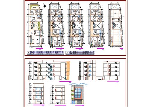 Edificio 4 Niveles En Autocad Descargar Cad Gratis 763 73 Kb Bibliocad