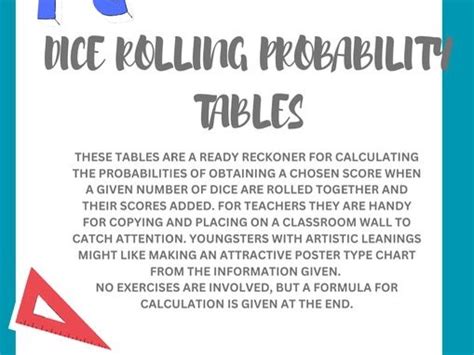 Dice Rolling Probability Tables Teaching Resources