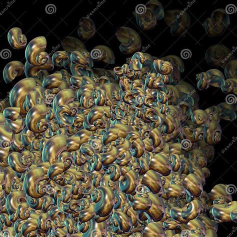 Fractal Shells On Black Background 3d Illustration Stock Illustration