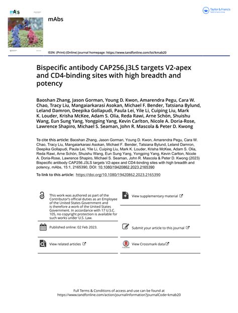 Pdf Bispecific Antibody Cap256j3ls Targets V2 Apex And Cd4 Binding