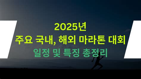 2025년 주요 국내 해외 마라톤 대회 일정 및 특징 총정리 Korea Issue And Trend