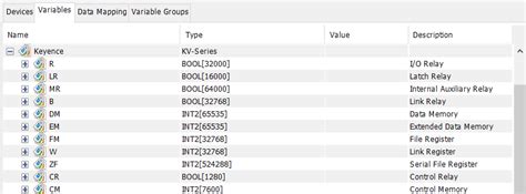 Using The Variables Window To Access Keyence Device Variables