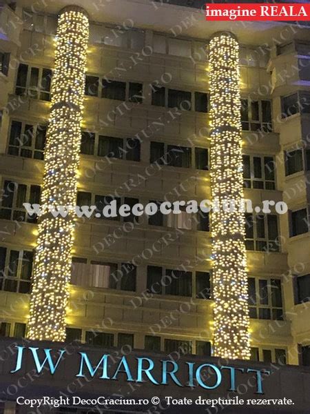 Iluminat Fatada Craciun Hotel Marriott Bucuresti Perdele Lumini Coloane