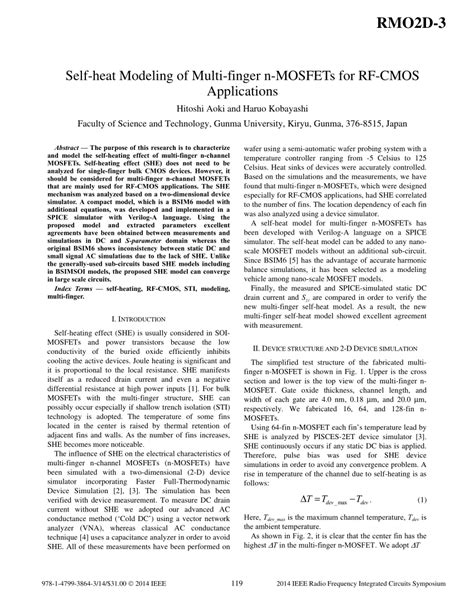 Pdf Self Heat Modeling Of Multi Finger N Mosfets For Rf Cmos Applications