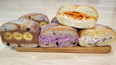 베이글 맛있게 먹는 4가지 방법 초코 바나나 블루베리 당근라페 청양고추 베이컨 크림치즈 Youtube